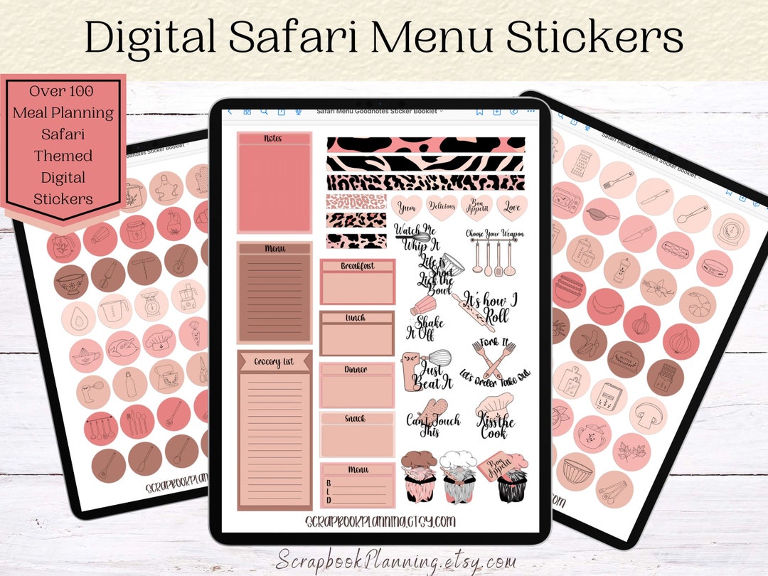 Safari Menu Digital Stickers Digital Recipe Book Stickers Goodnote ...