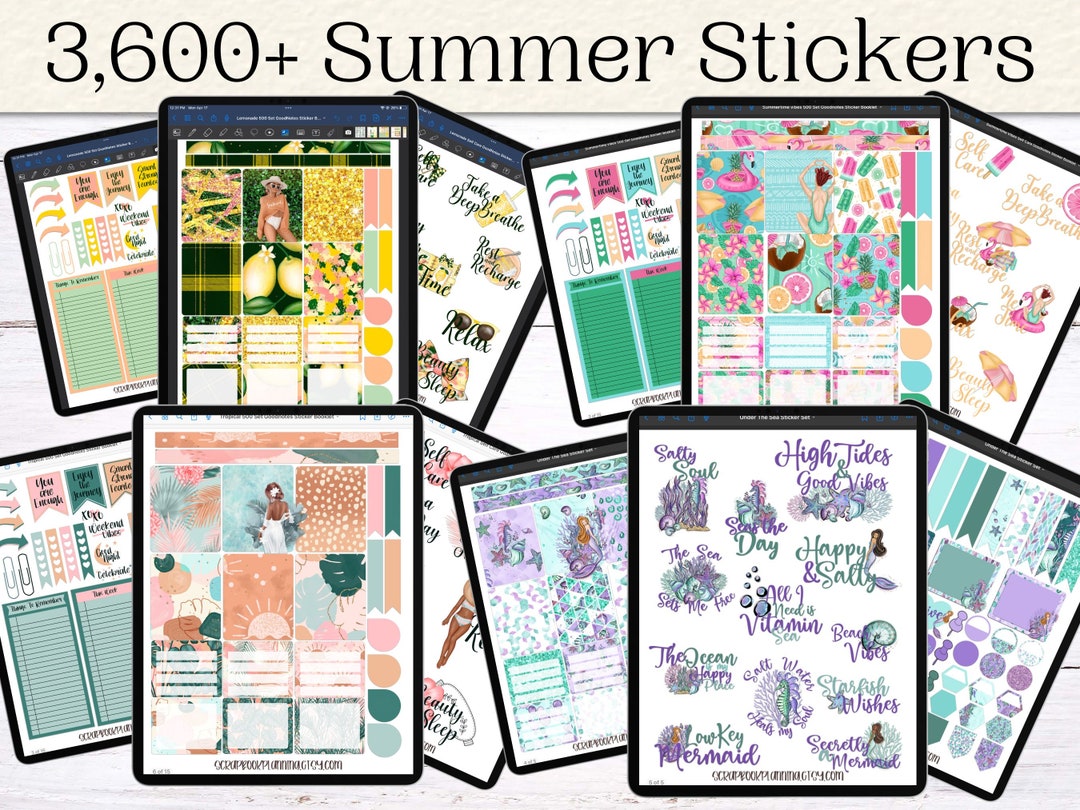 Summer Digital Sticker Pack Digital Planner Stickers - Etsy