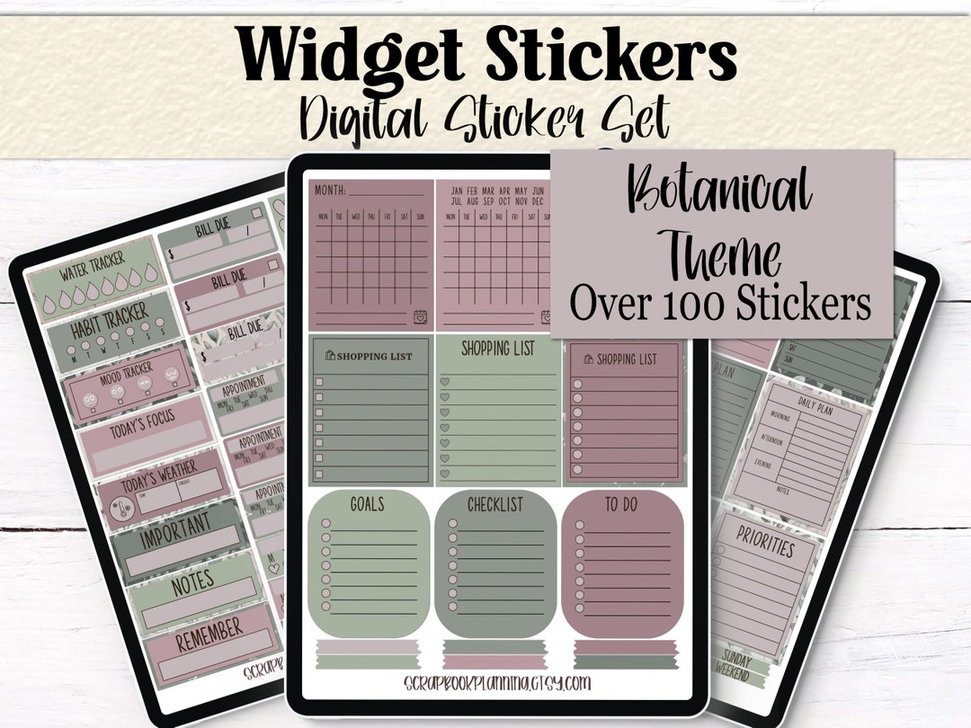 Digital Widget Stickers Botanical Theme Digital Stickers Goodnote ...