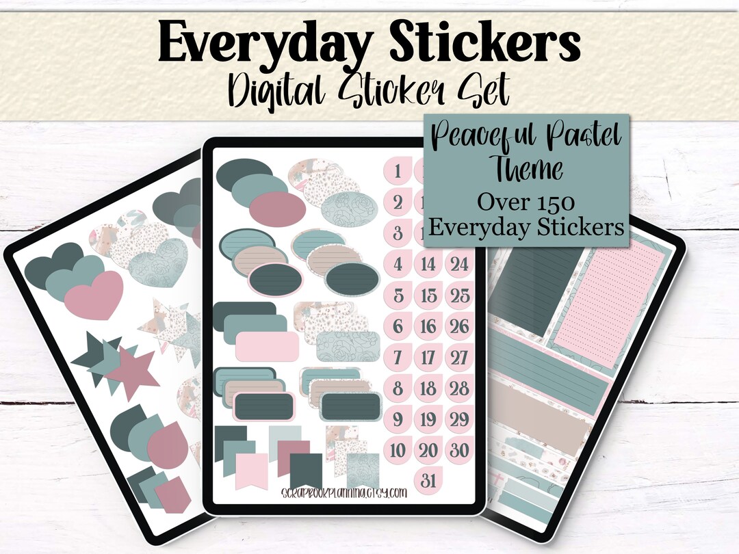 Peaceful Pastel Digital Stickers | 150+ Everyday Planner Stickers ...