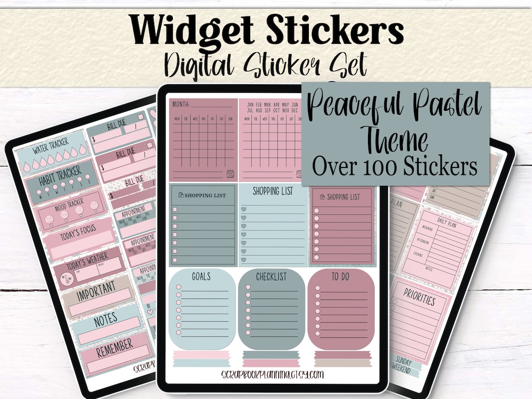 Pastel Digital Planner Stickers: Goodnotes Pre-cropped PNG Widgets ...