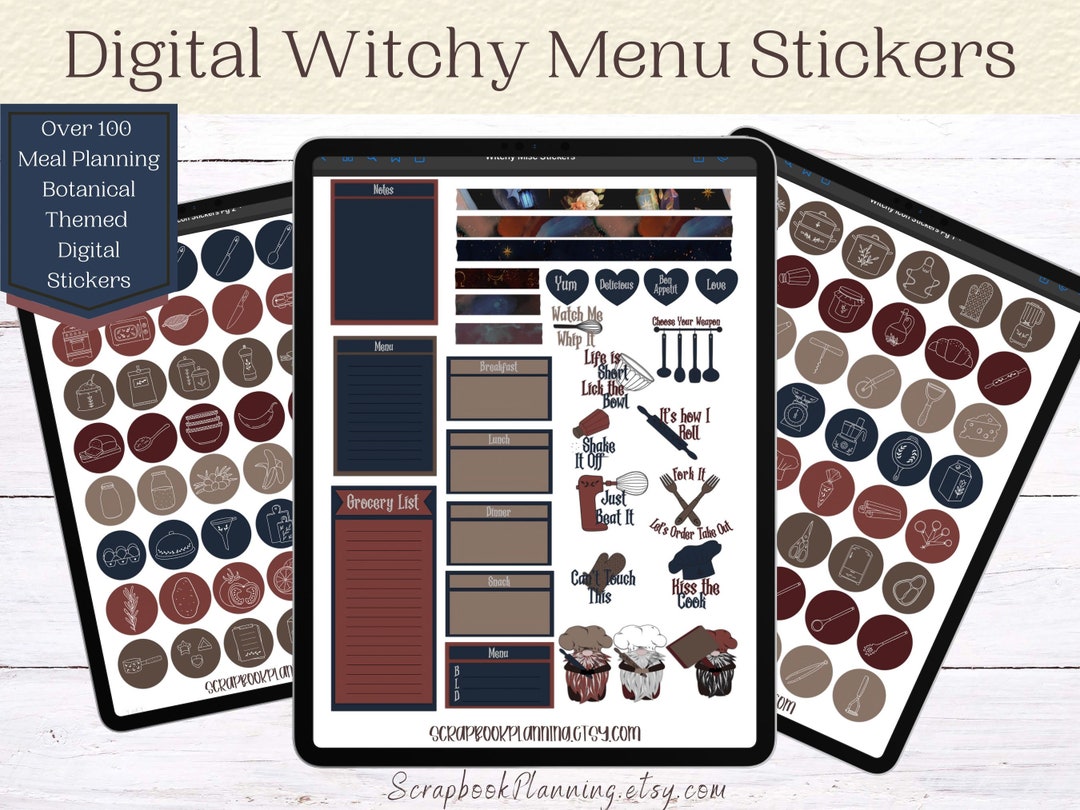 Witchy Menu Digital Stickers Digital Recipe Book Stickers Goodnote ...