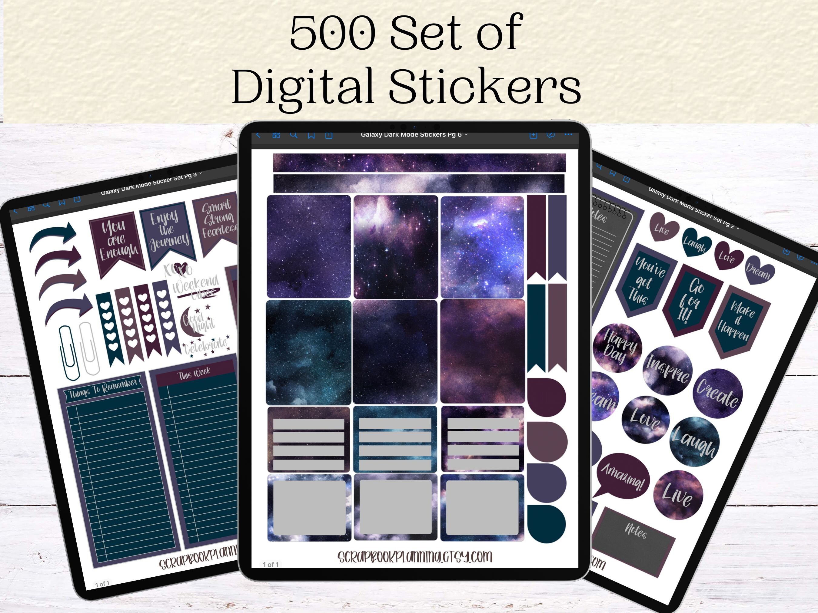 Digital Sticker Pack Dark Mode Galaxy Theme Functional - Etsy