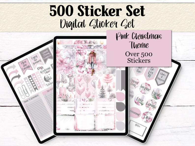 Pink Christmas Digital Sticker Pack | 500+ Winter Planner Stickers ...