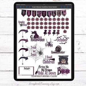 Purple Halloween Digital Sticker Set: Goodnotes Planner Stickers (PNG ...