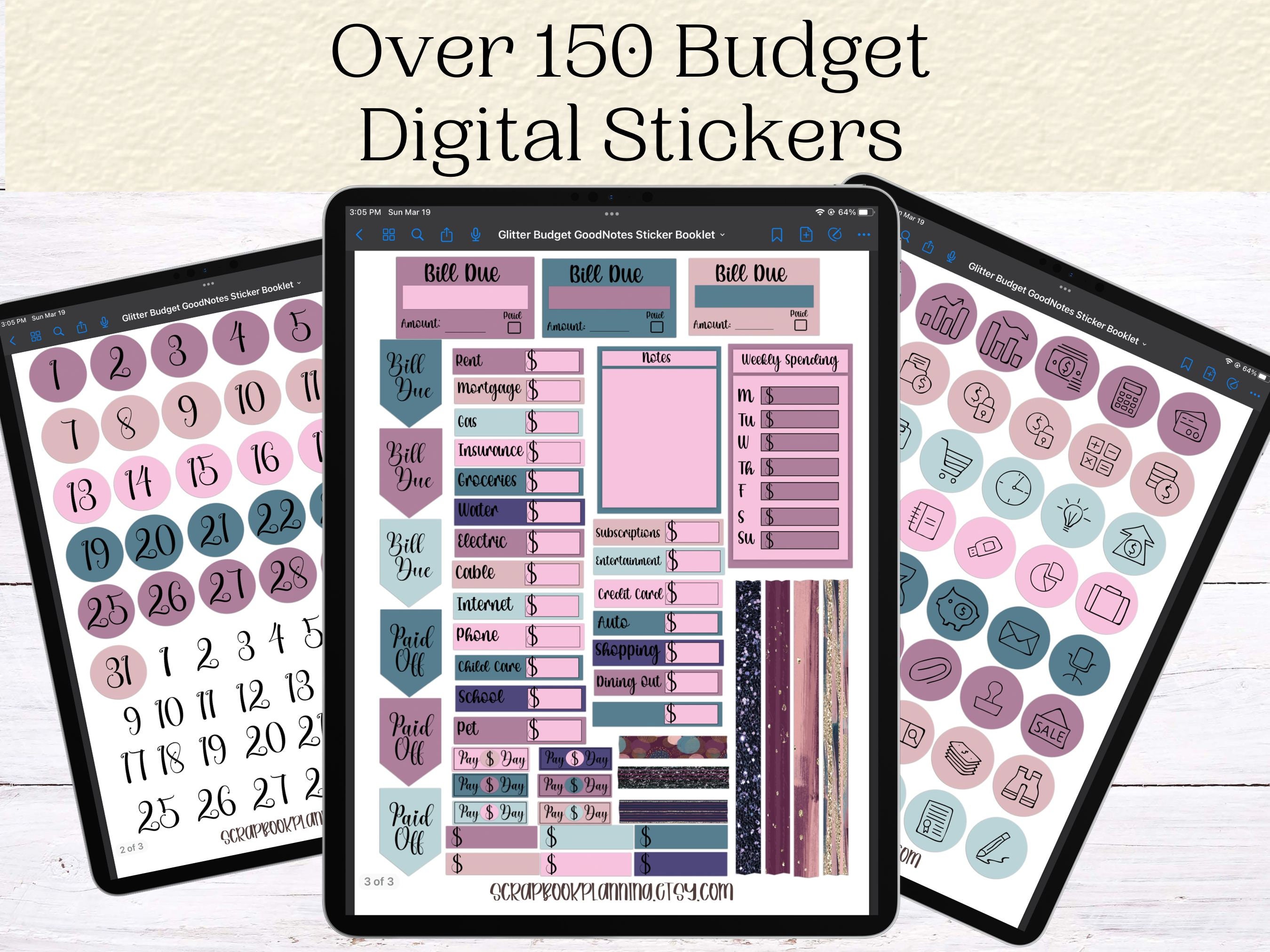 Digital Sticker Pack Glitter Theme Goodnotes Elements - Etsy