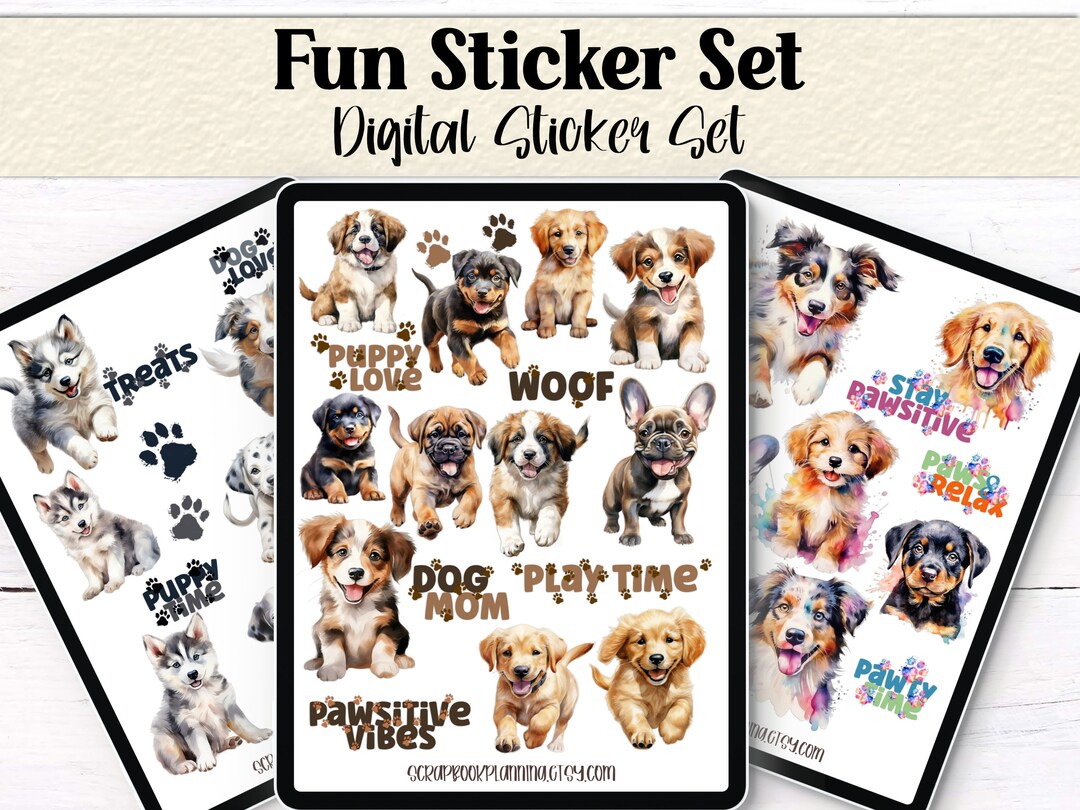Fun Digital Stickers | Puppies Theme Digital Stickers | Goodnote ...