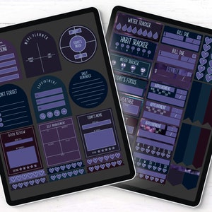 Digital Widget Stickers | Dark Mode Galaxy Theme Stickers | Goodnote ...