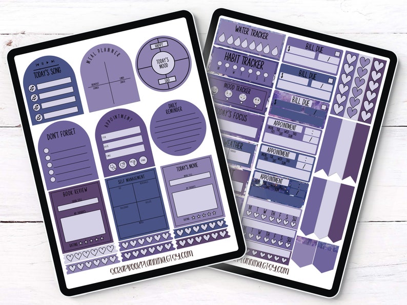 Purple Dreams Planner Stickers: 100+ Digital Widgets (PNG + Goodnotes ...