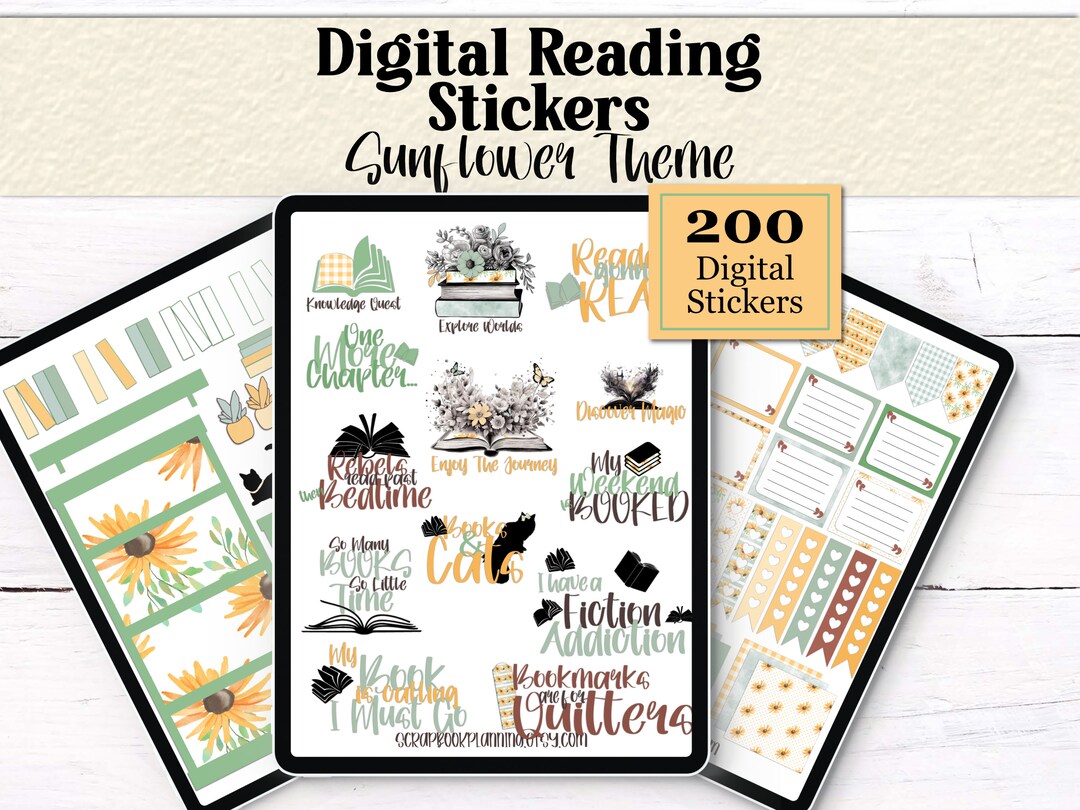 Digital Stickers for Reading Planner Book Worm Book Sticker Book Lovers ...