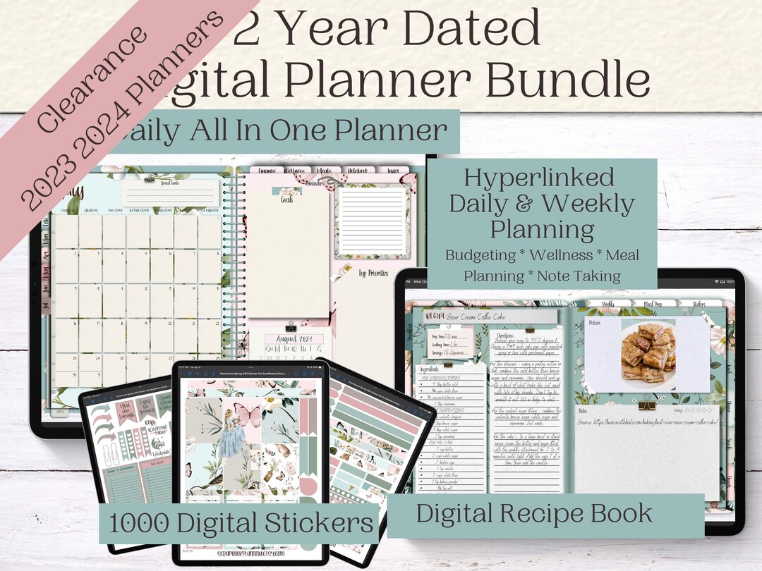 2023 2024 Dated Planner Farmhouse Spring 2 Year Goodnotes Planner All ...