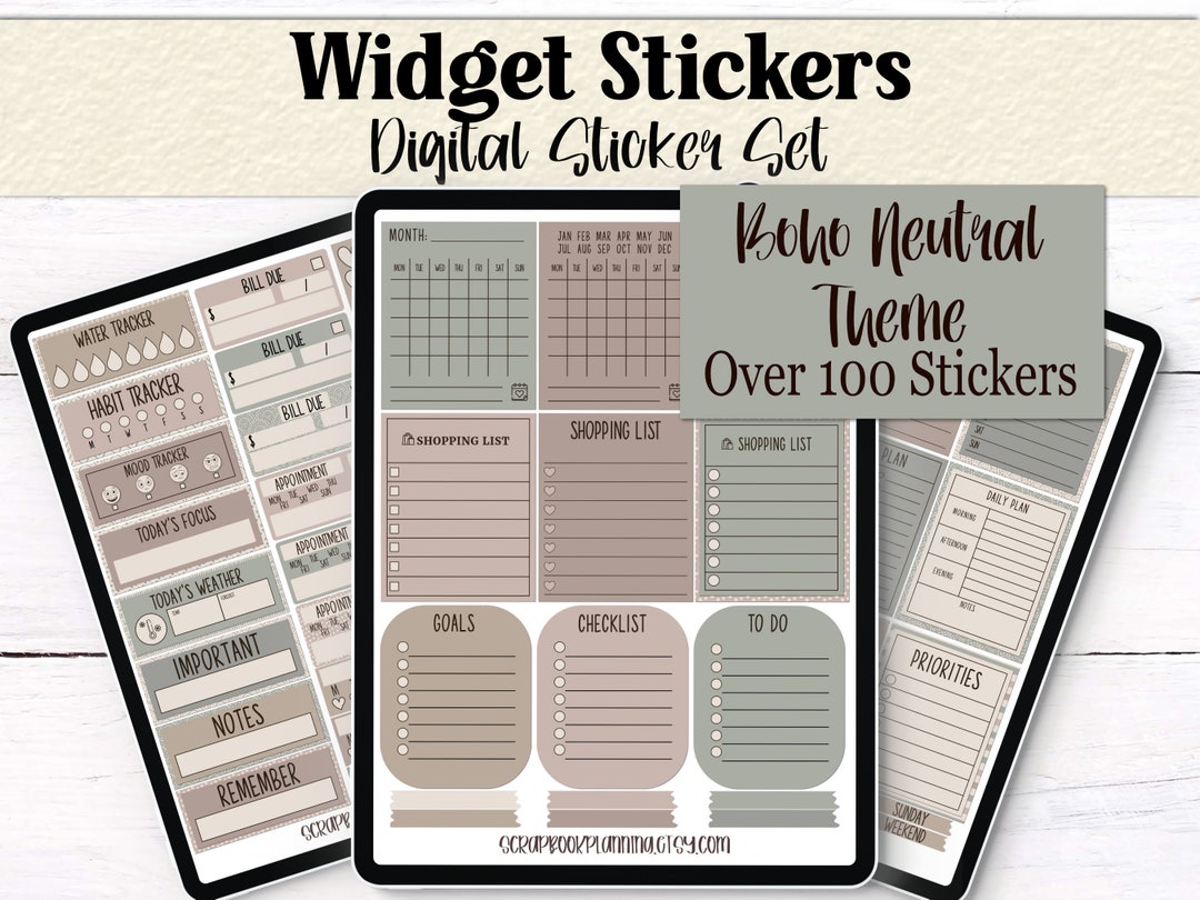 Digital Widget Stickers | Boho Neutral Theme Digital Stickers ...