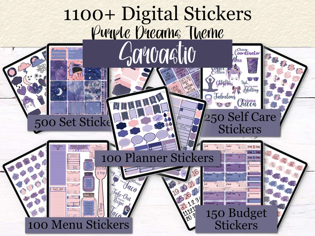 Sarcastic Digital Sticker Pack Purple Dreams Theme Funny Planner ...