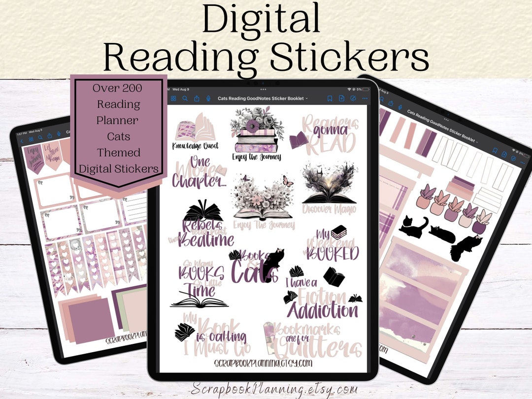 Digital Stickers for Reading Planner Book Worm Book Sticker Book Lovers ...