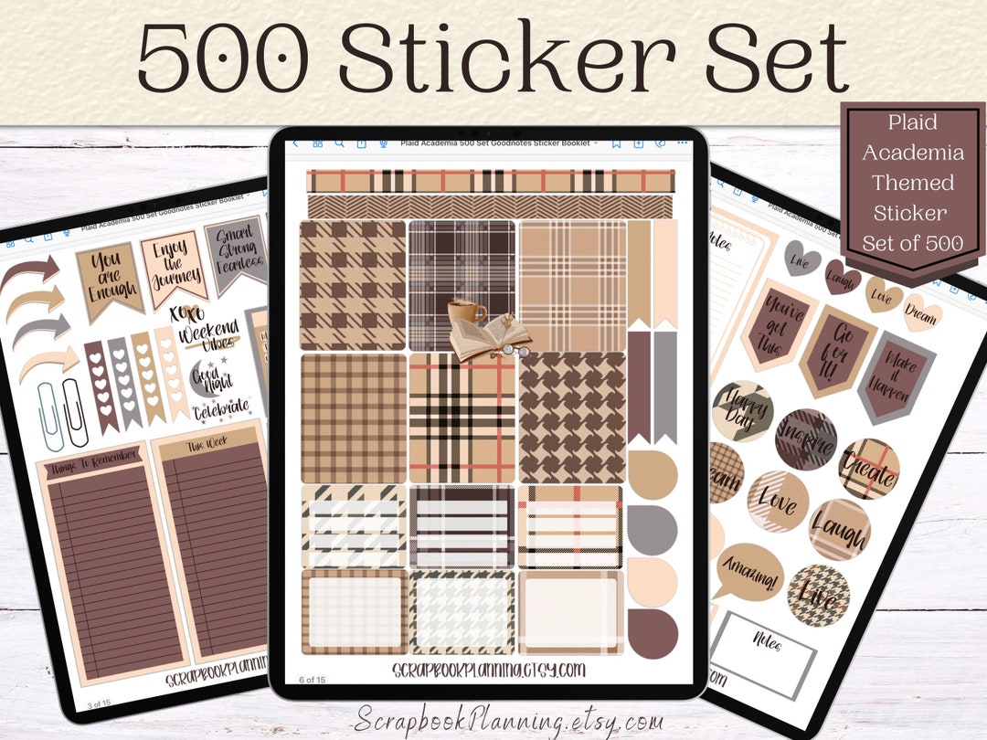 Plaid Academia Digital Sticker Set: 500+ Goodnotes Planner Stickers ...