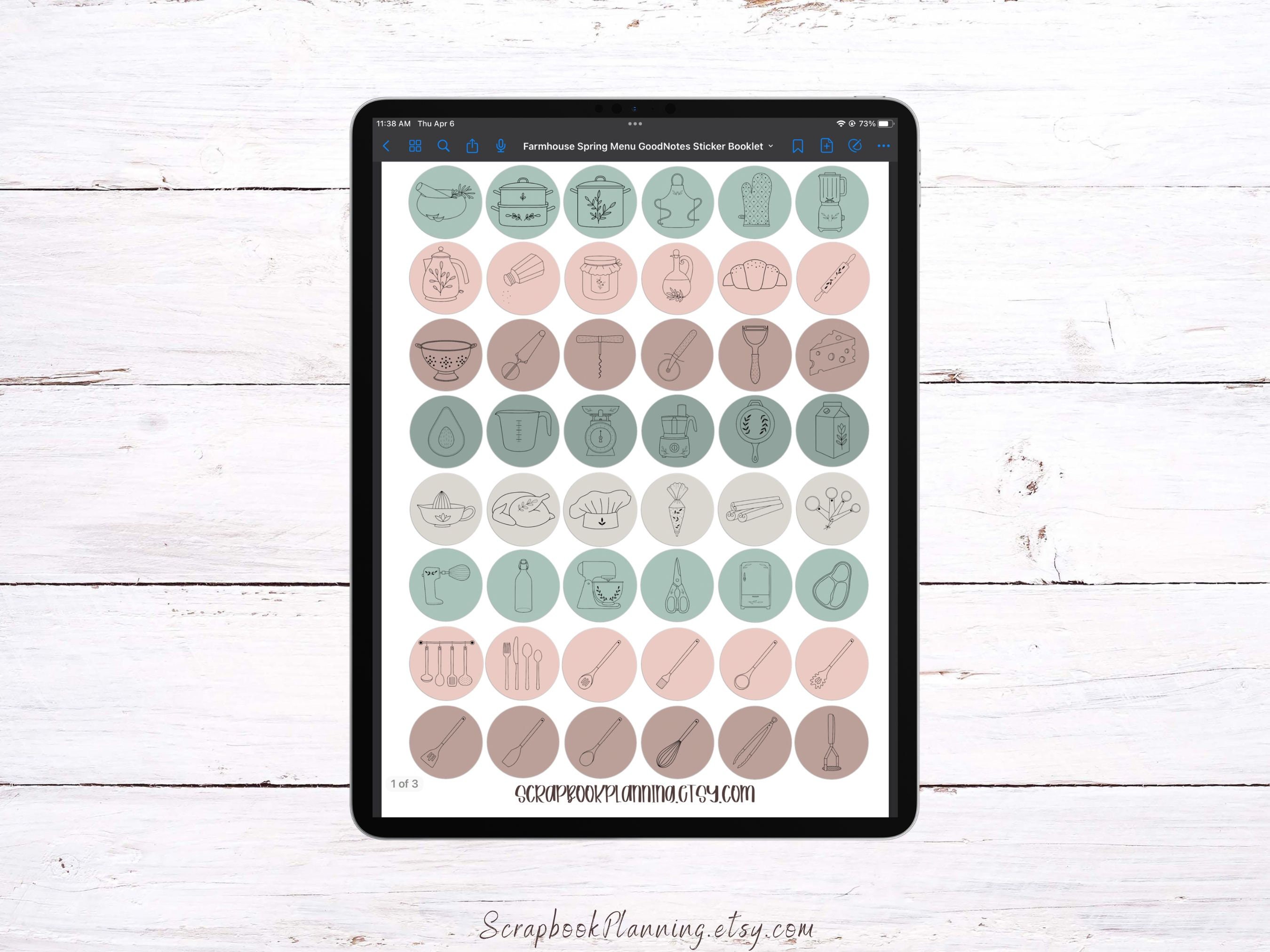 Menu Digital Stickers Farmhouse Spring Themed Digital Recipe - Etsy