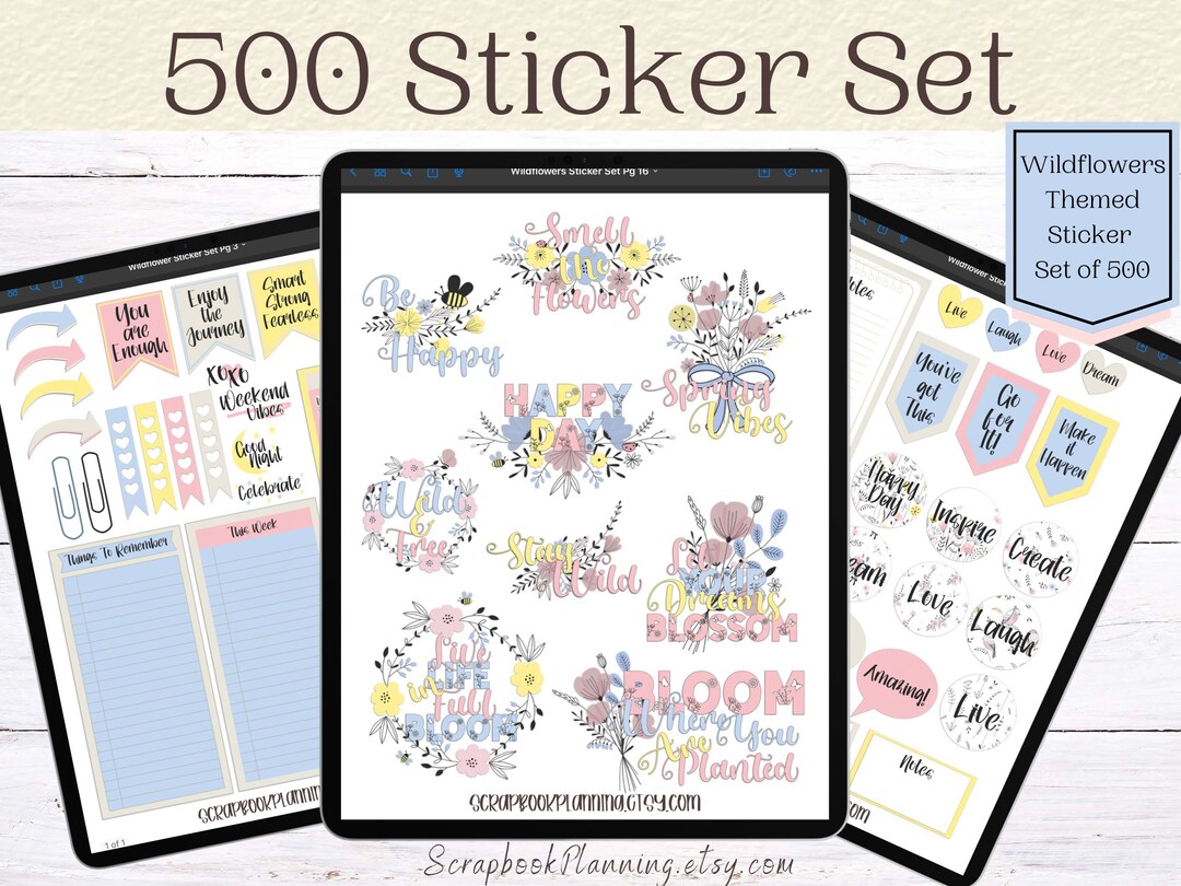 Wildflowers Digital Sticker Set | Digital Planner Stickers | 500 iPad ...