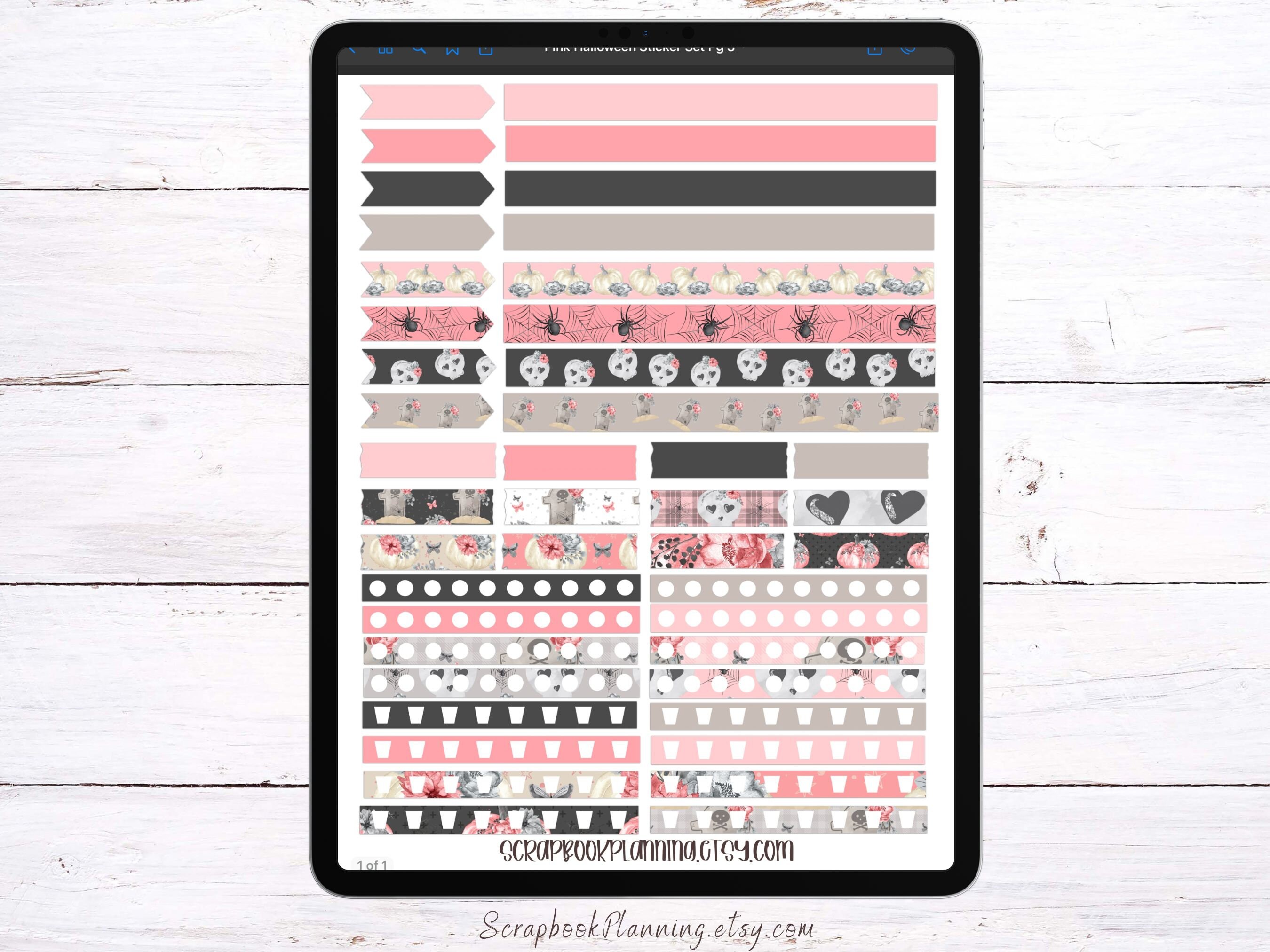 Pink Halloween Digital Sticker Set October Digital Planner - Etsy