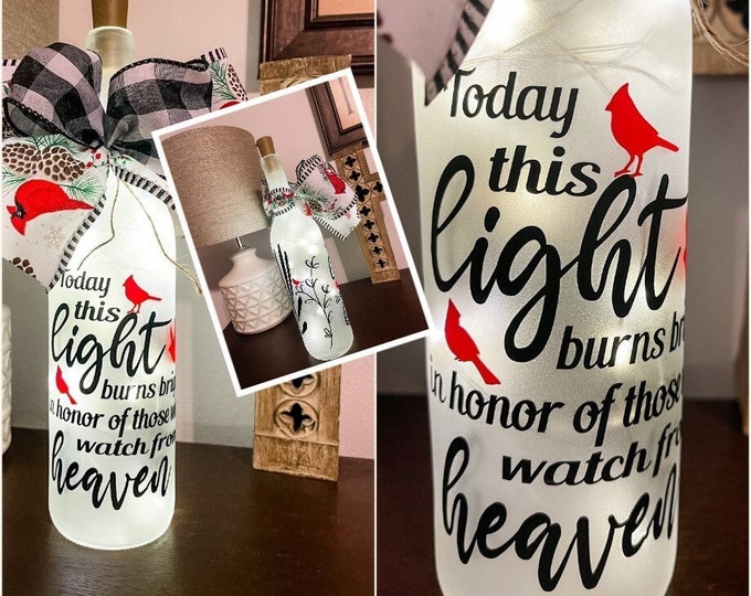 Cardinal; Lighted Wine Bottle; CORK BATTERY ; Memorial Gift; Holiday ...