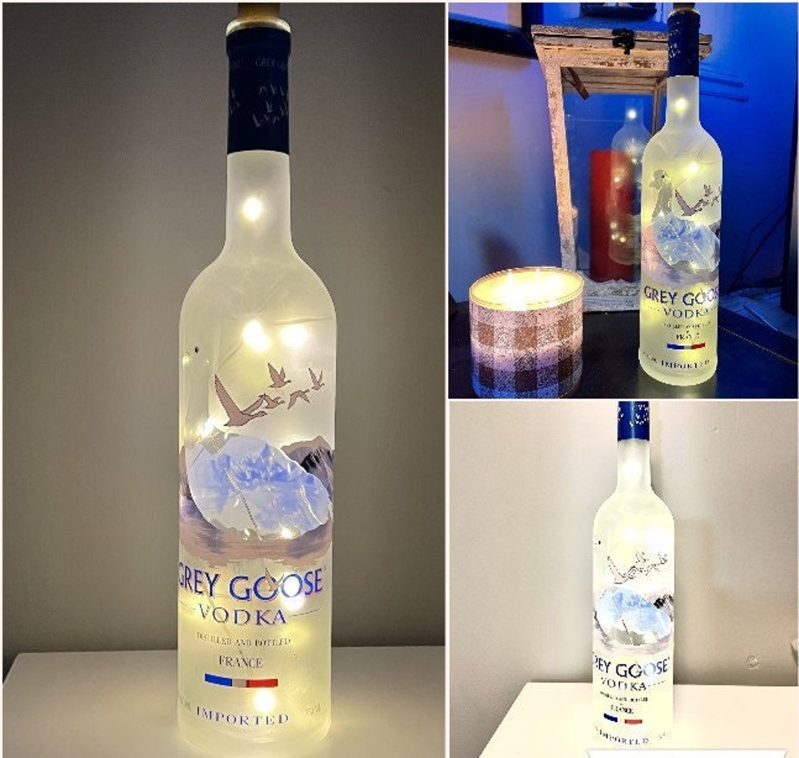 Grey Goose; Lighted Bottle, Bar Decoration; Recycled Bottle; Vodka ...