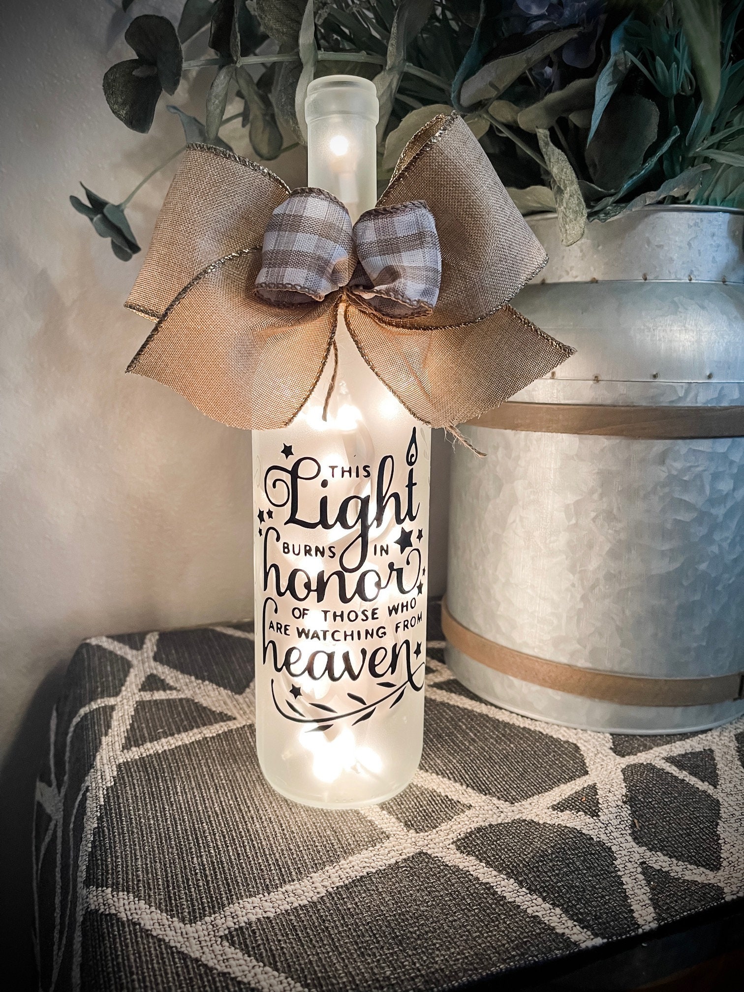 Memorial PLUG-IN Lighted Wine Bottle Memorial Gift Thinking of You Gift ...