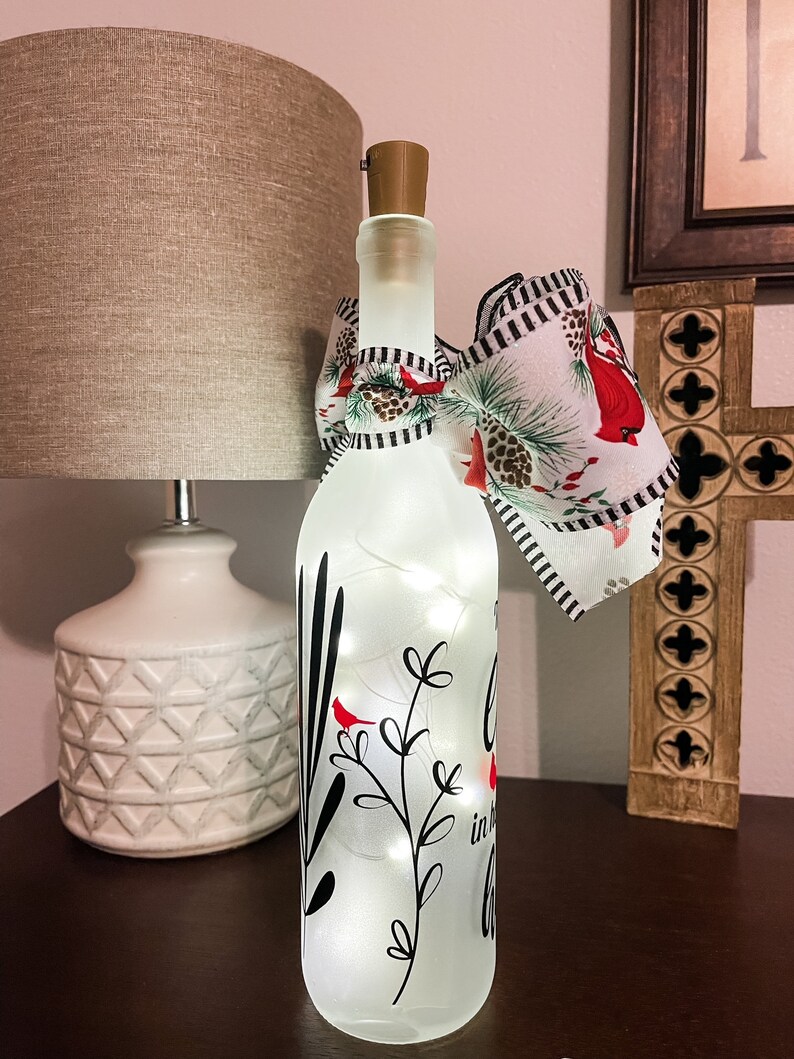 Cardinal; Lighted Wine Bottle; CORK BATTERY ; Memorial Gift; Holiday ...