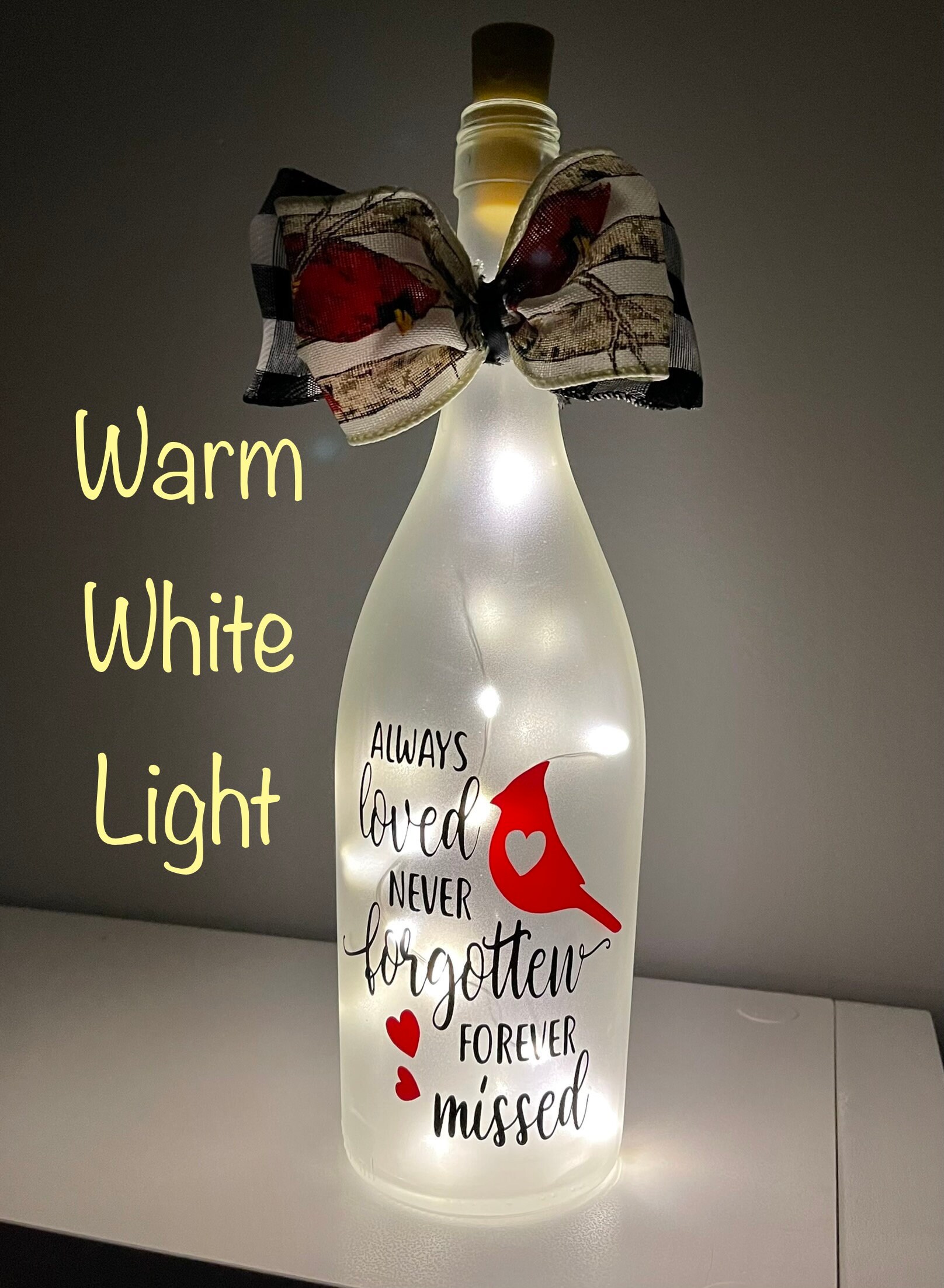 Cardinal Light Up Lighted Wine Bottle Memorial Gift Memorial Cardinal ...