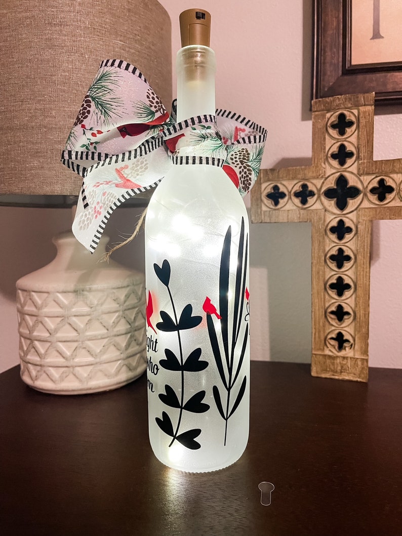 Cardinal; Lighted Wine Bottle; CORK BATTERY ; Memorial Gift; Holiday ...