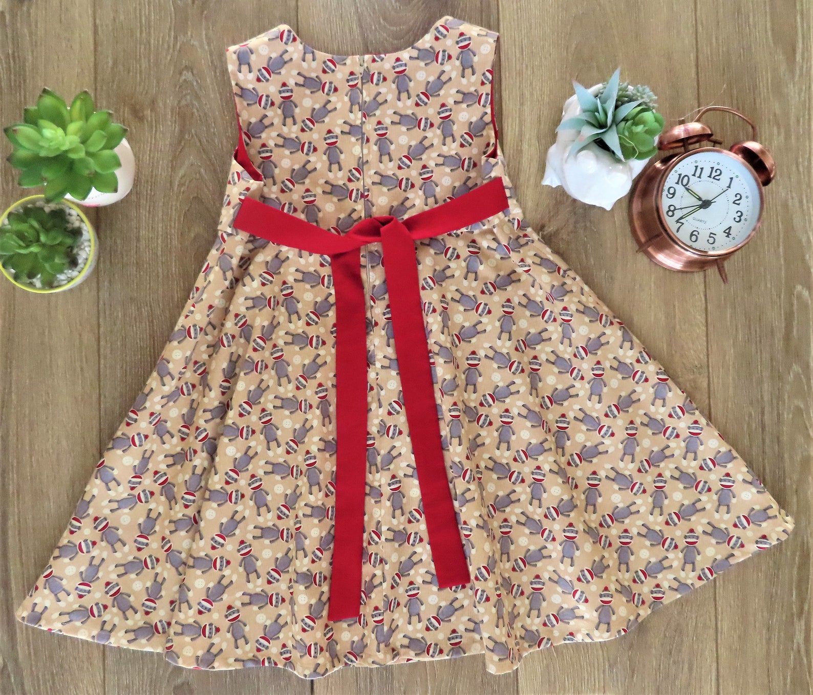 Sock Monkey Dess - 5 Yo | Girl's Dress With Monkeys | Back to School ...