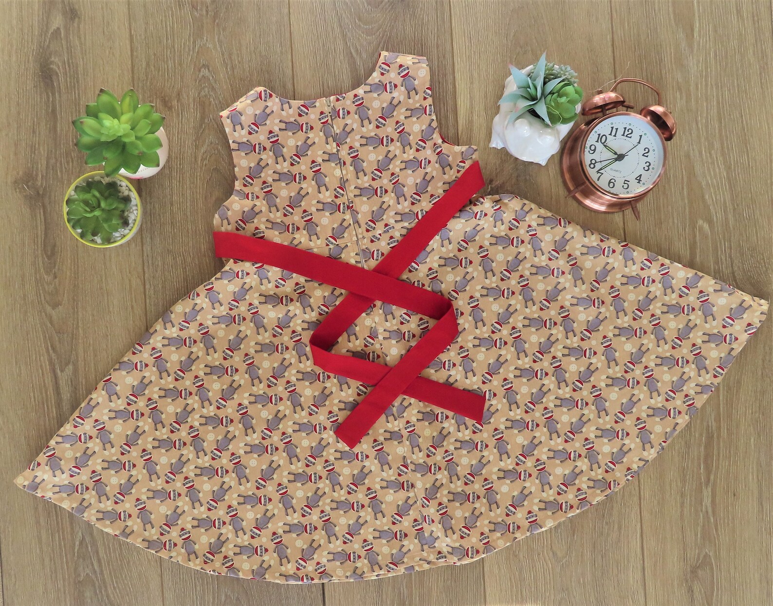 Sock Monkey Dess - 5 Yo | Girl's Dress With Monkeys | Back to School ...