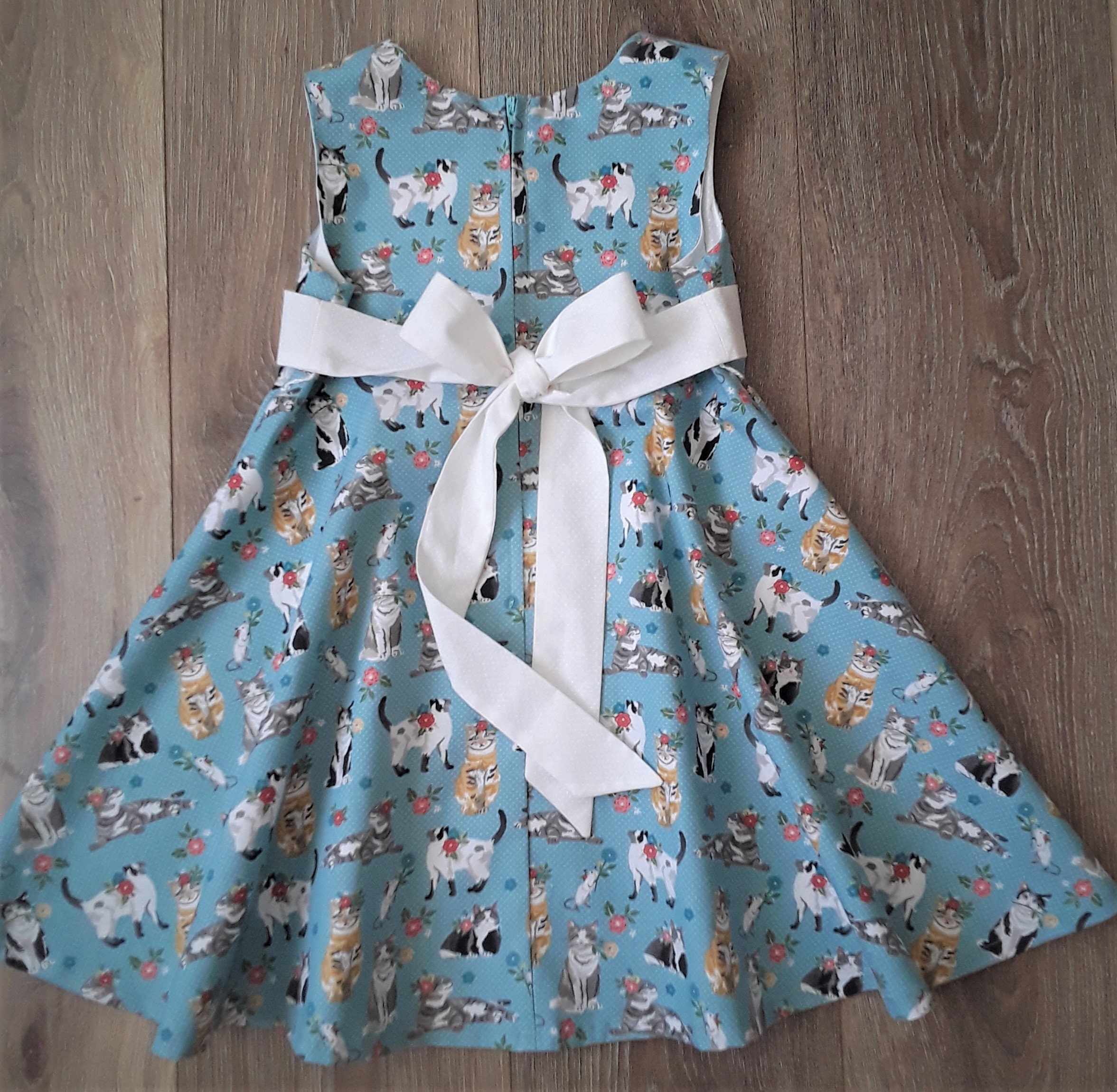 Cats Posing With Flowers Dress | Girls Dress With Cats | Girls Cat ...