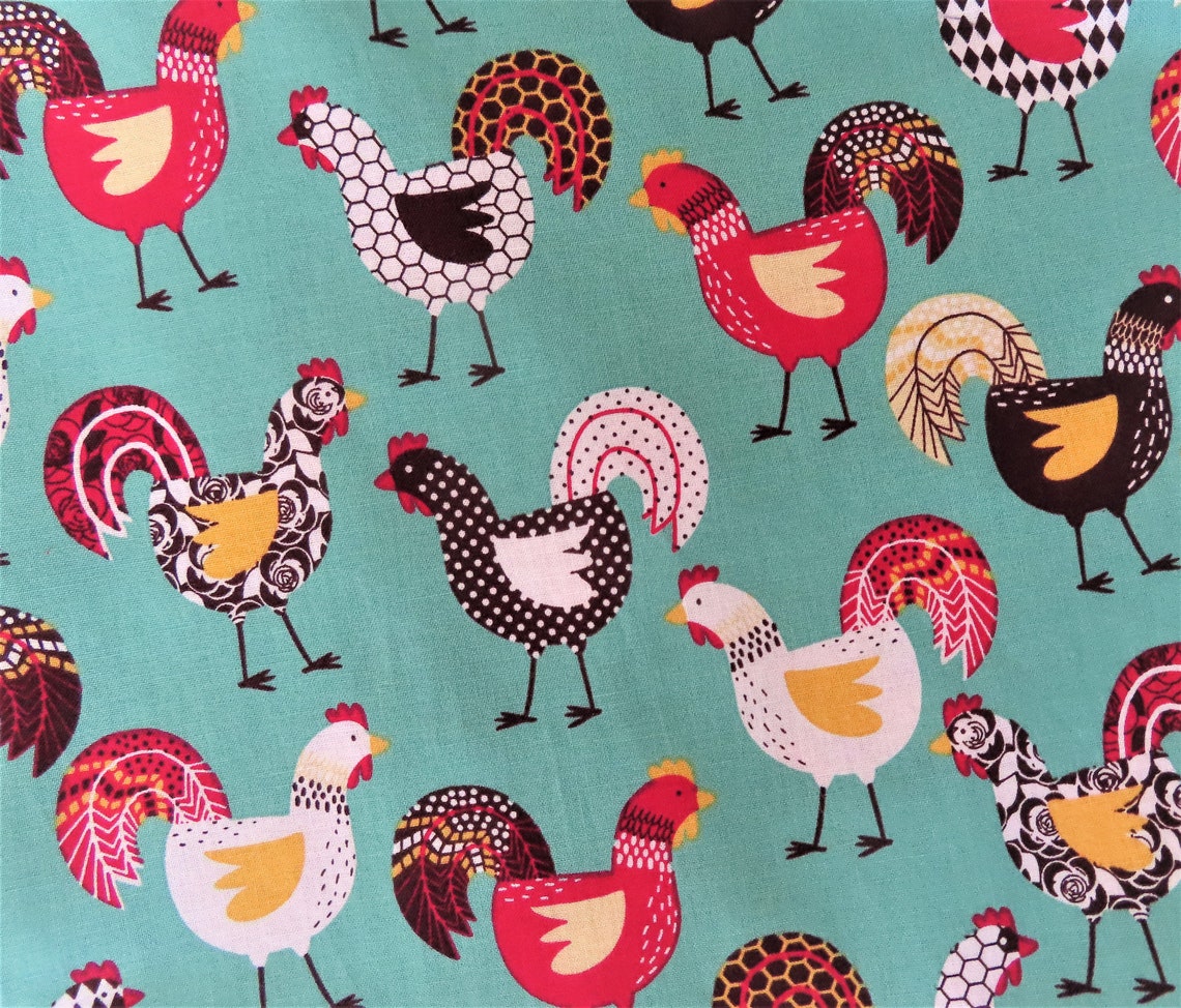 Girls Teal Rooster Dress | Farm A-line Cotton Dress, Size 3T - Etsy