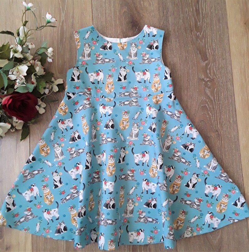 Cats Posing With Flowers Dress | Girls Dress With Cats | Girls Cat ...