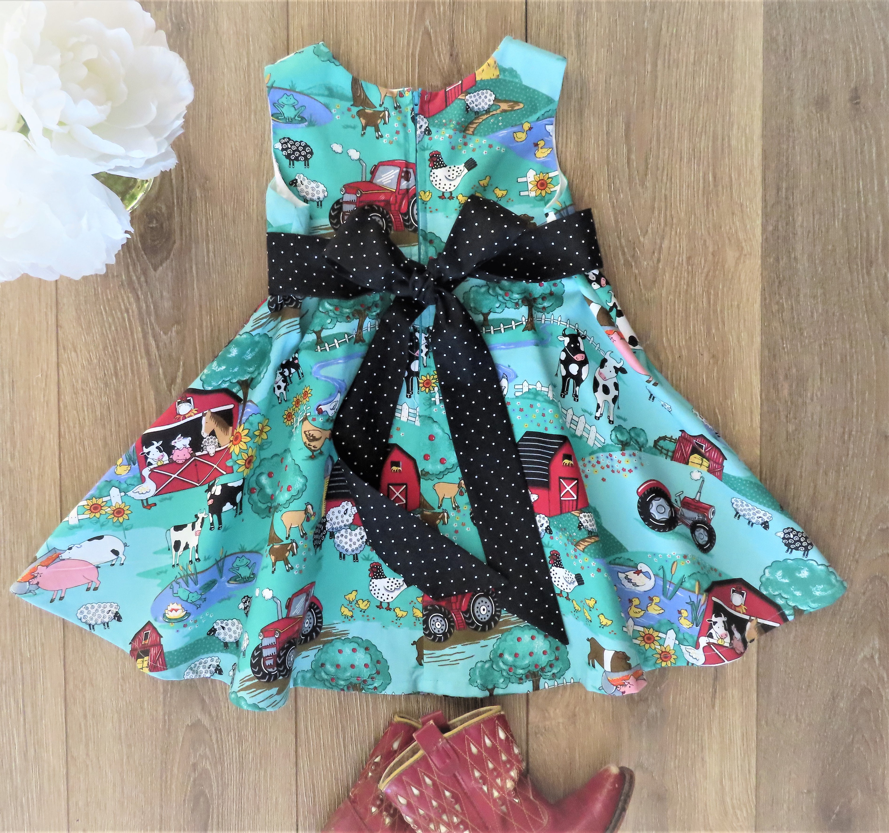 Li'l Farm Girl Tractor Dress | Farm Girl Dress | Ready to Ship - Etsy