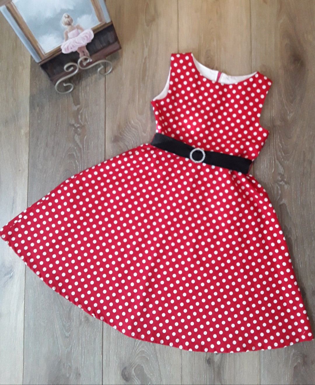 Girls Red Polka Dot Dress | Size 8 A-line Cotton Party Dress - Etsy