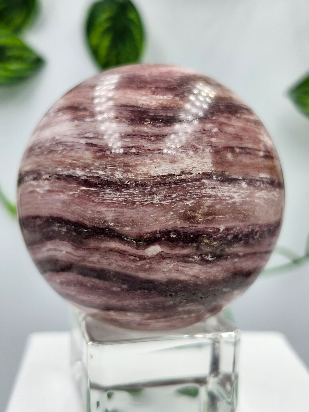 Pink and Red Banded Mica Sphere - Crystal Healing, Decor and Gifts - Etsy