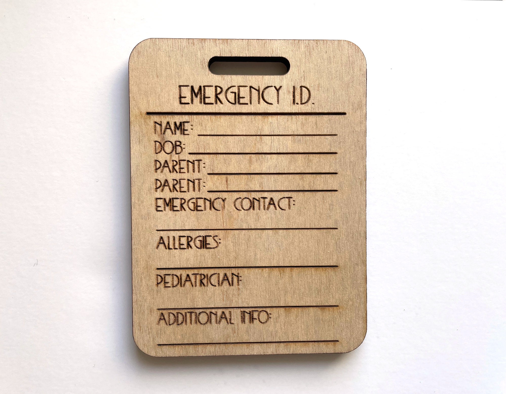 Personalized Childs Emergency ID, Custom Carseat Emergency Tag, Child ...