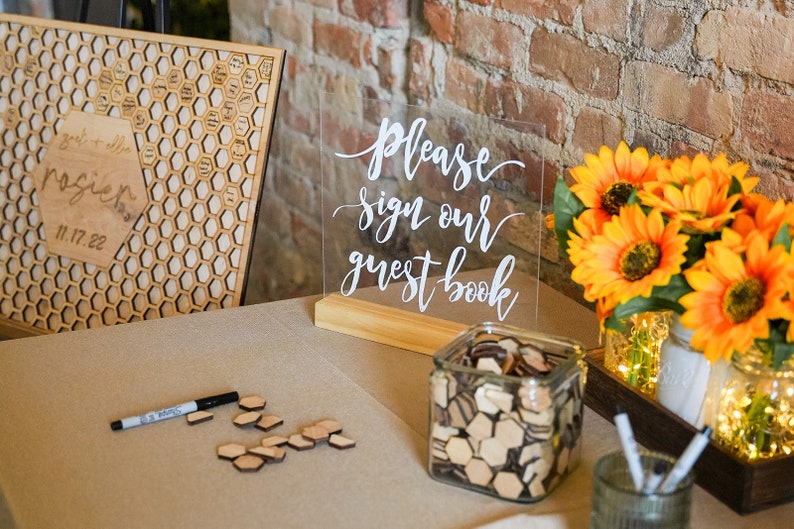 Wedding Guest Book Alternative Guest Book Hexagon Sign - Etsy