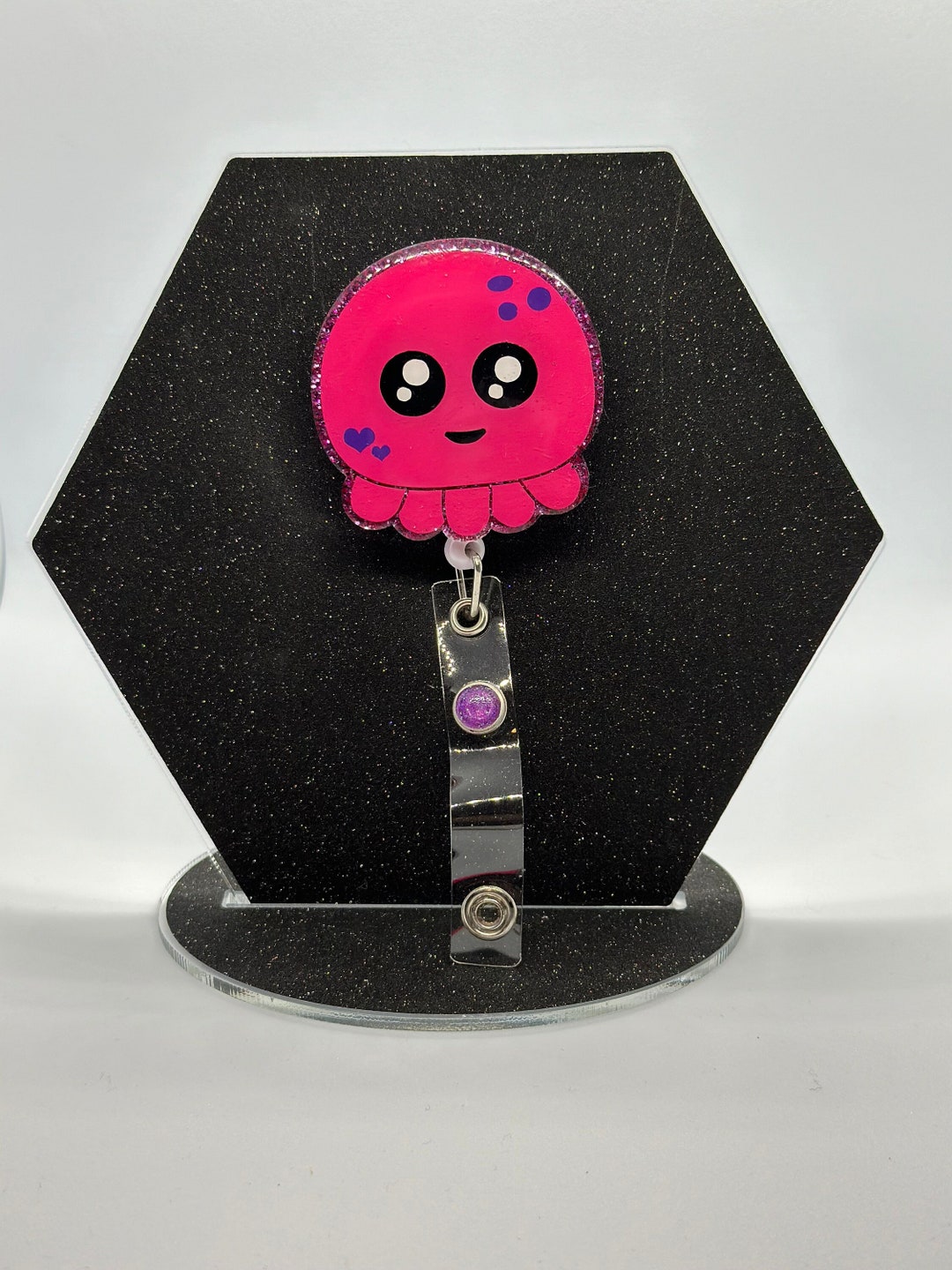 Pink Octopus, ID Holder, Retractable Belt Clip Badge Reel, Gifts for ...