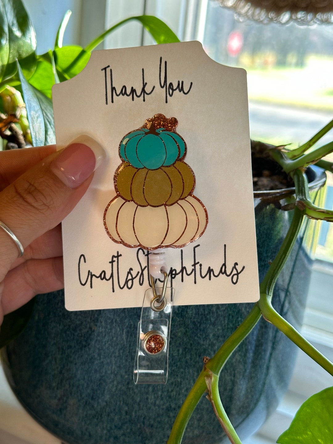 Badge Reel, Pumpkin Stack, ID Badge Holder, Retractable Badge Reel ...