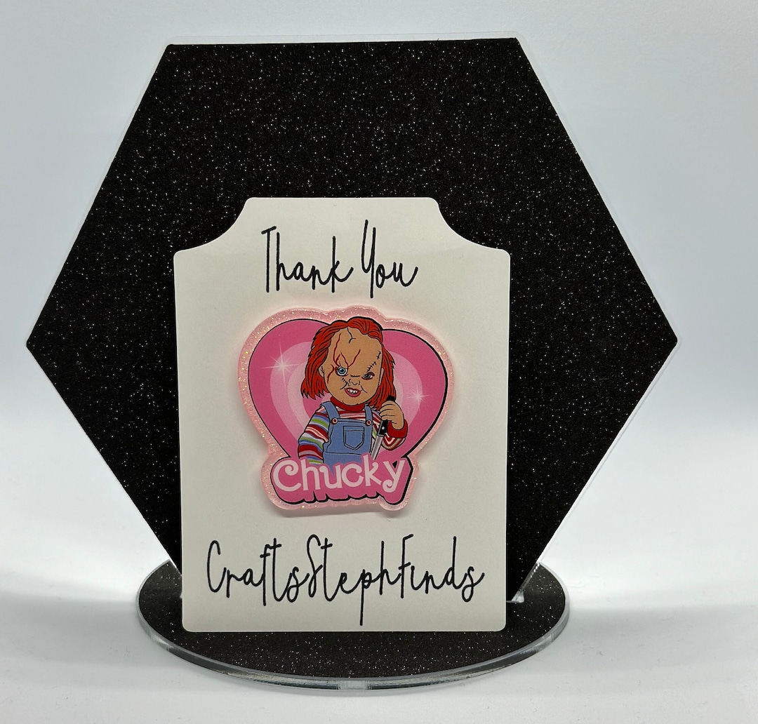 Chucky Heart, Interchangeable Badge Topper, ID Holder, Retractable Reel ...