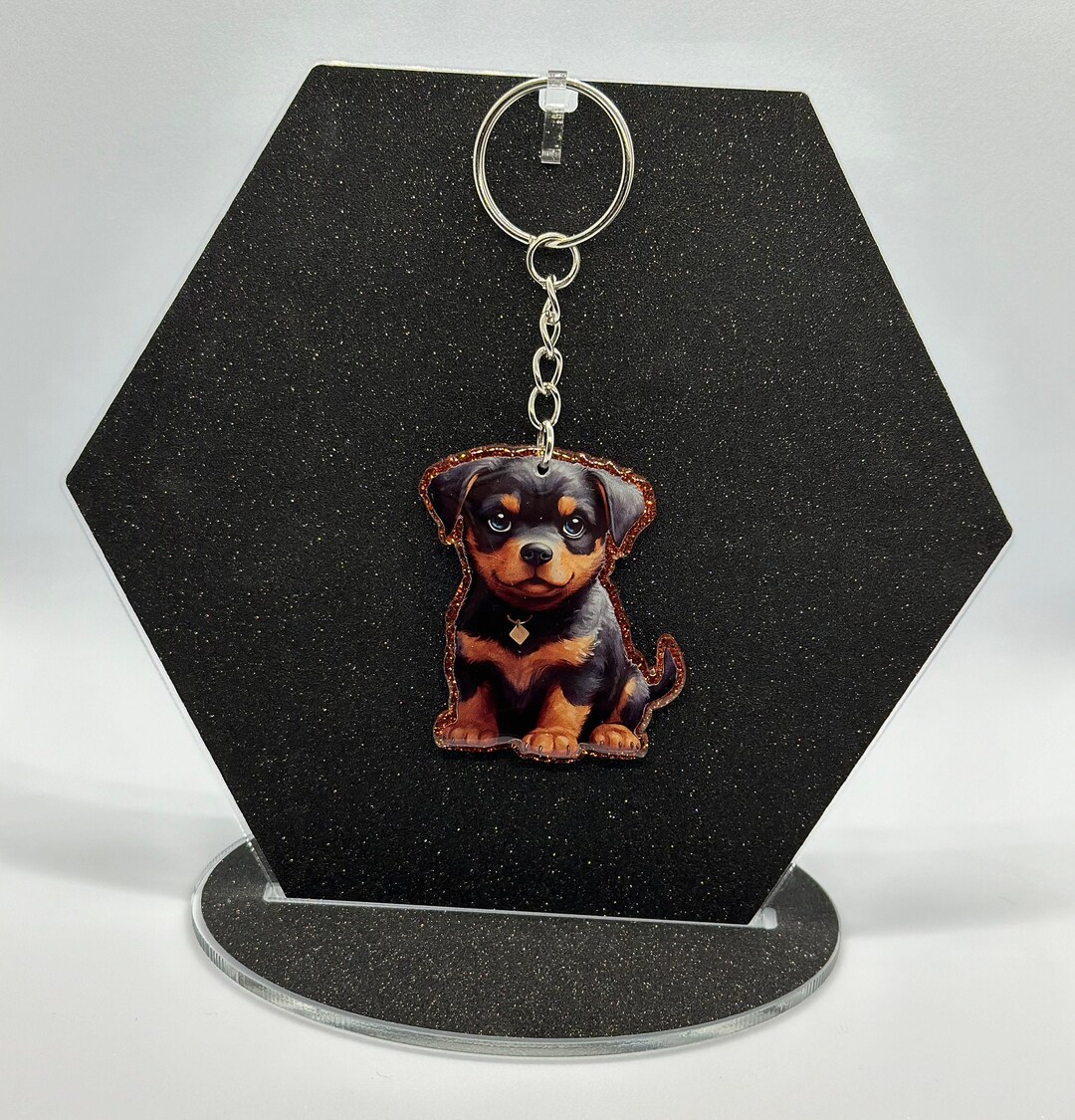 Rottweiler Acrylic Keychain: Glitter Puppy Car Key Accessory - Etsy