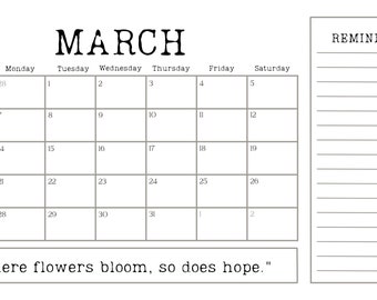 Printable March Month Calendar - Etsy