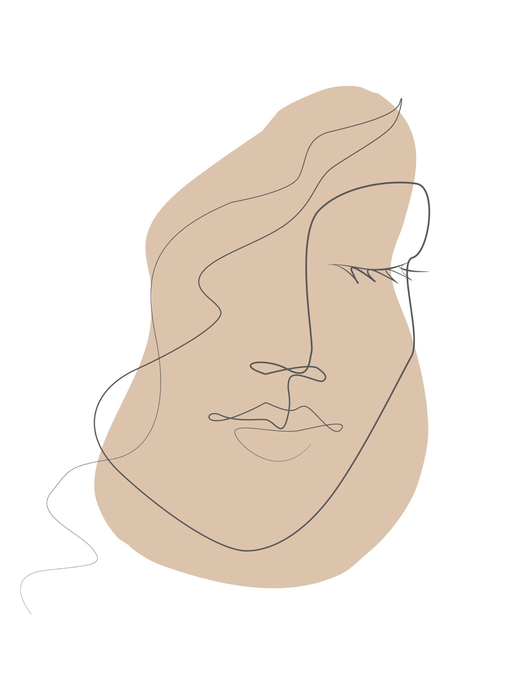 Monoline Woman Face Outline Wall Art - Etsy