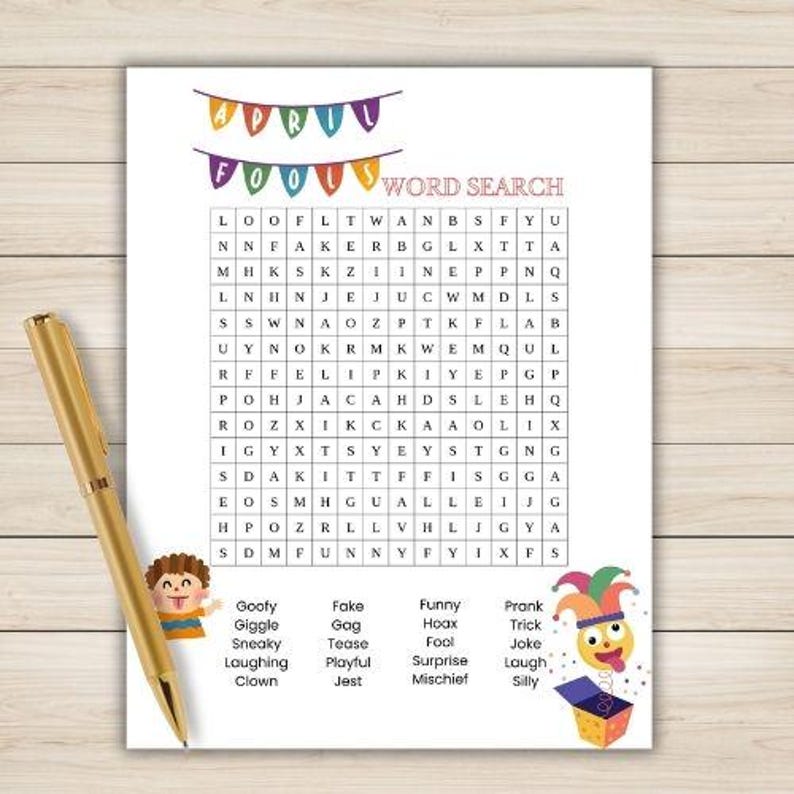April Fools Word Search Printable for Kids – Fun Classroom Activity ...