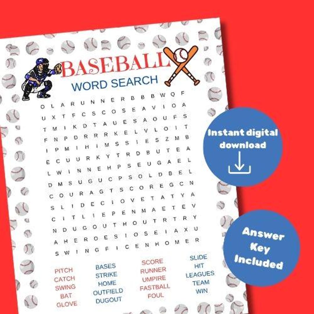 Baseball Word Search Printable for Kids | Fun Sports Activity for ...