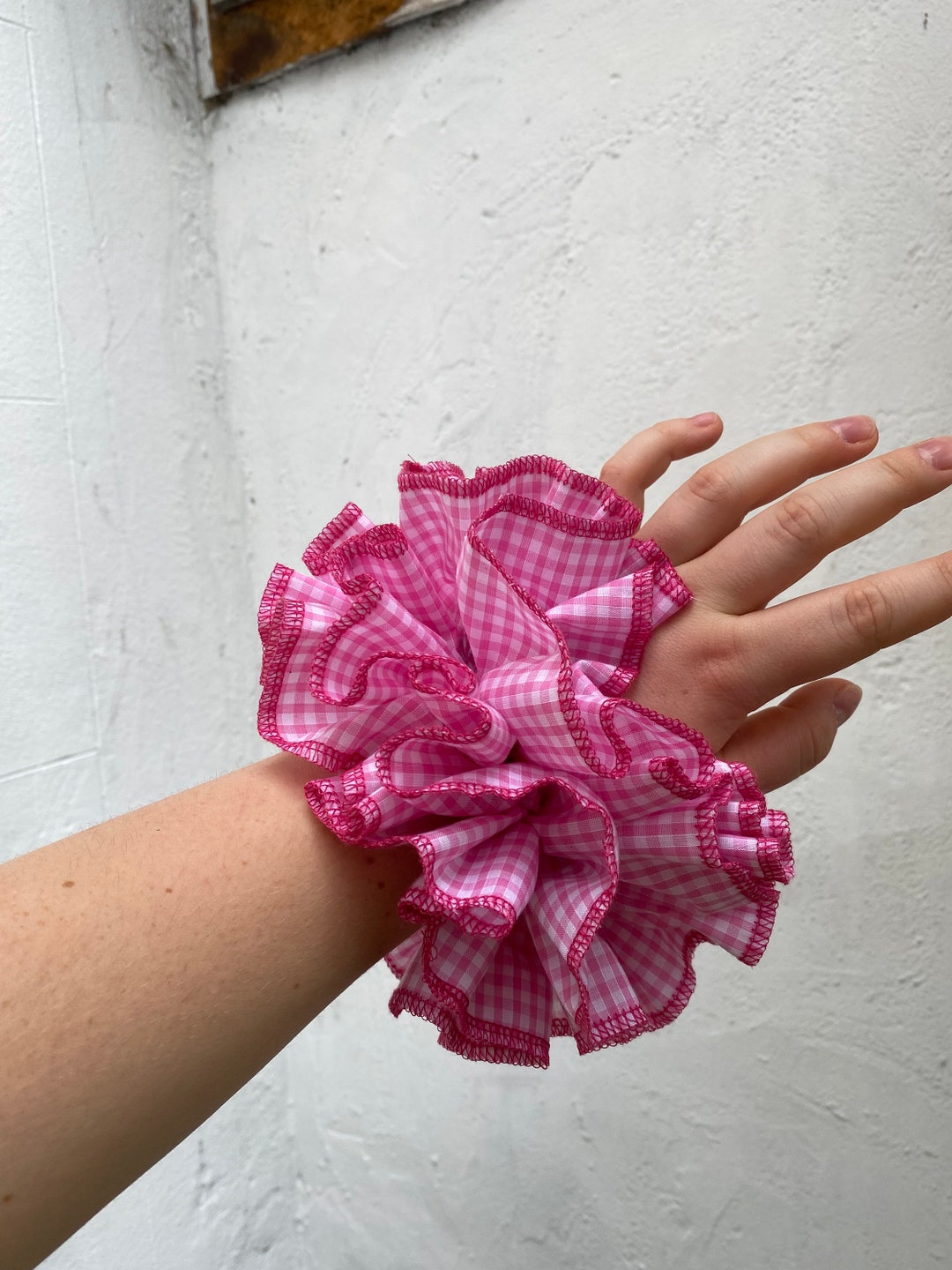 Ruffle Scrucnhie / Pink Gingham Scrunchie / Giant Scrunchie / Xtra ...