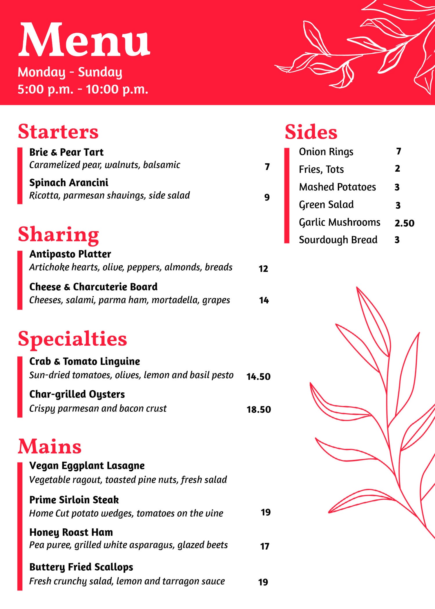Custom Restaurant Menu Design, Professional Single Page - Etsy