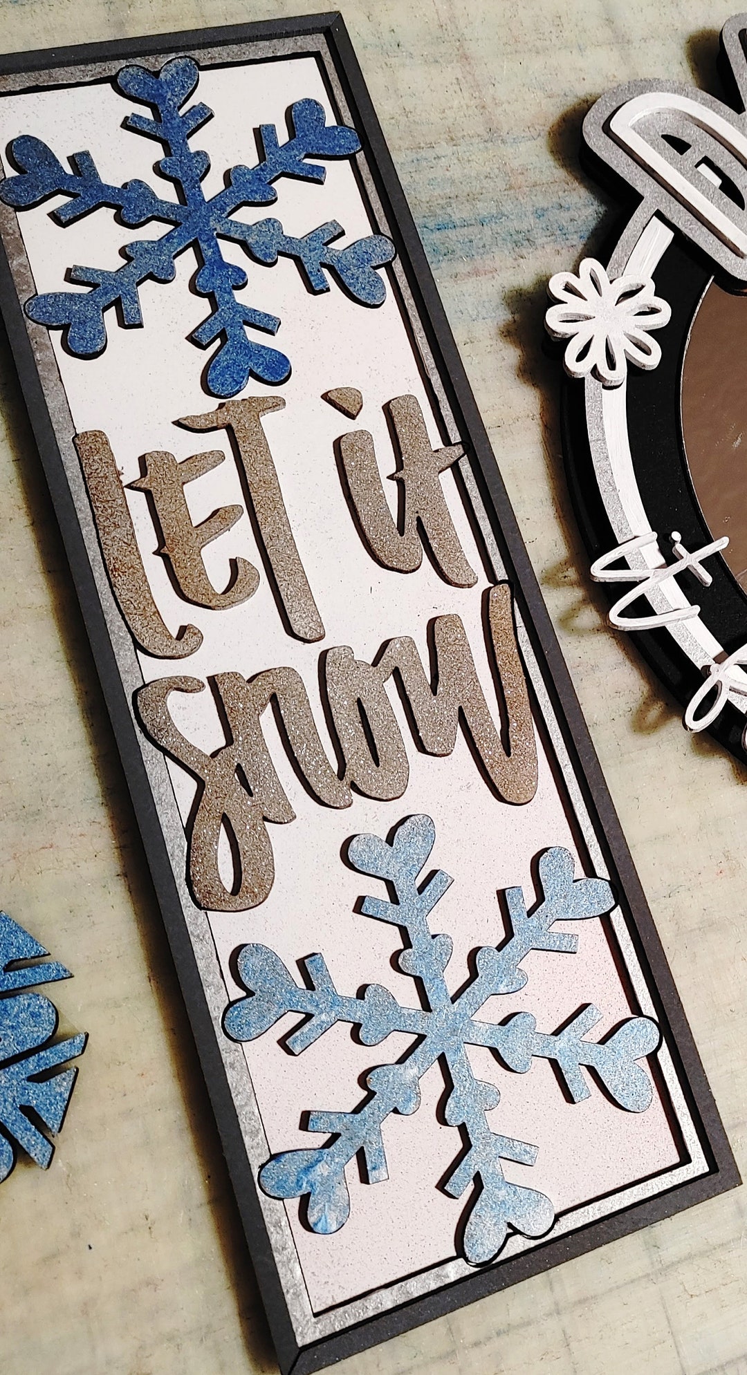 Easy Christmas Sign - Laser SVG Cut File // Let It Snow Porch Shelf ...