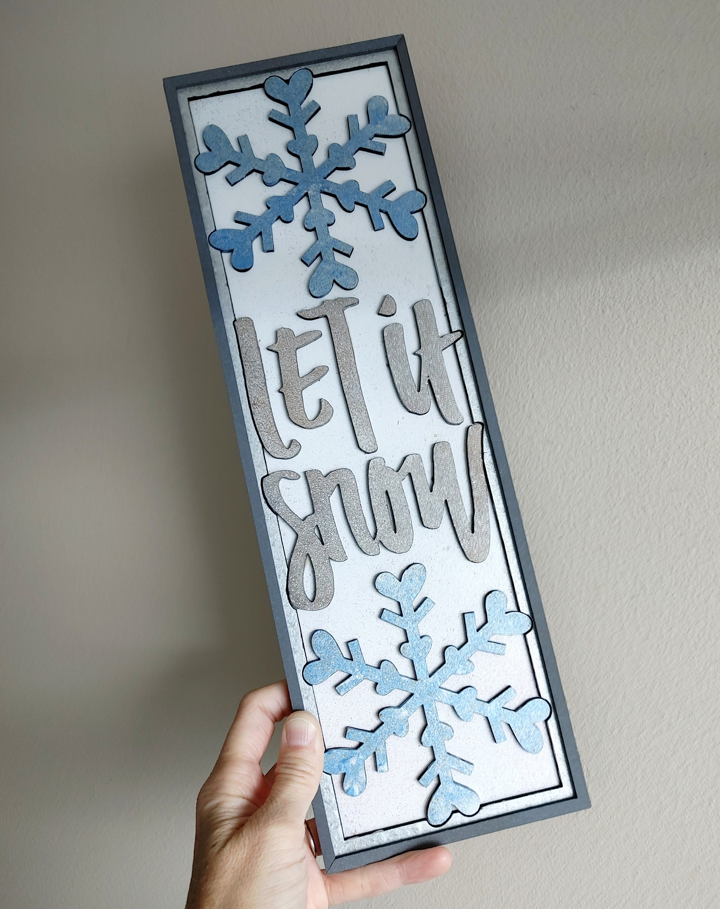Easy Christmas Sign Laser SVG Cut File // Let It Snow Porch Shelf Sign ...